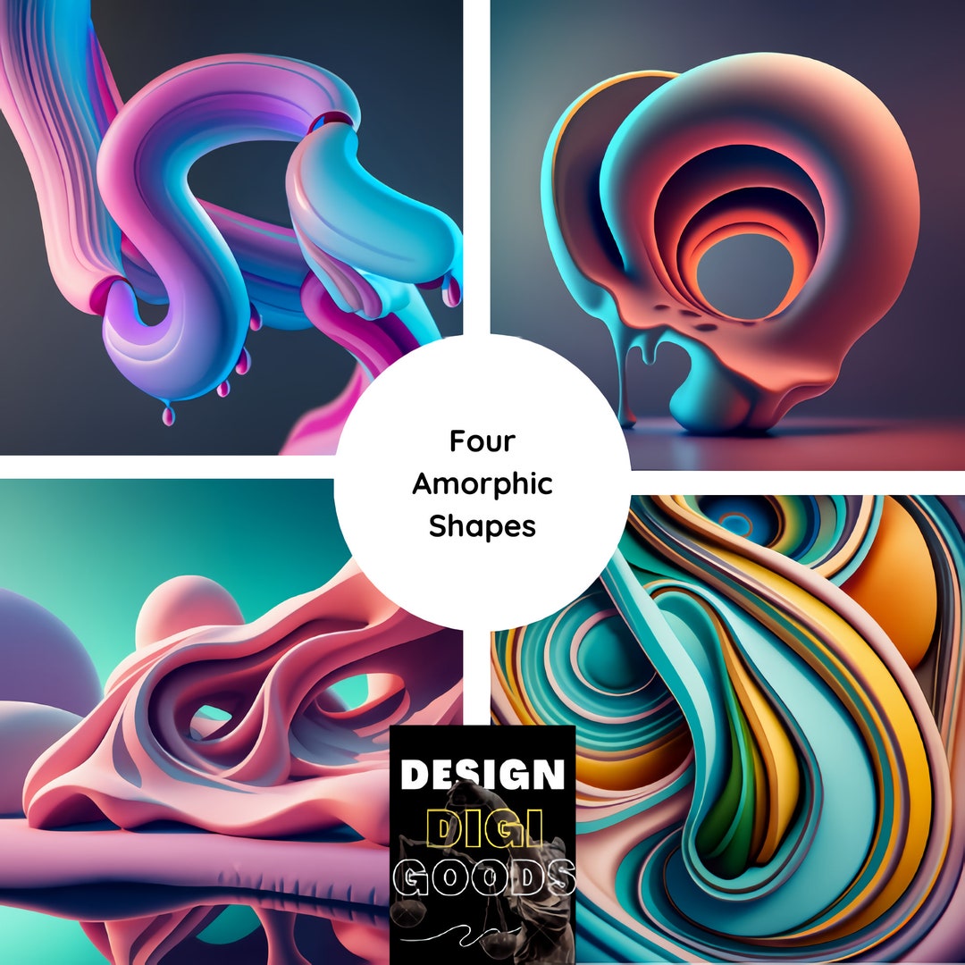 Abstract Melting Amorphic Shapes Digital Drawing - Fluid Artwork ...