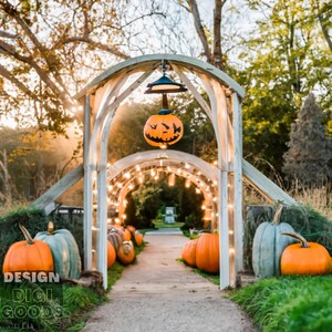 Enchanting Pumpkin Patch Entrance - Magical Decor With Pumpkins, Hay ...