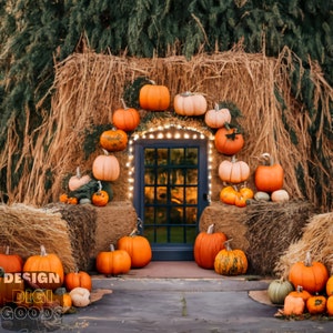 Enchanting Pumpkin Patch Entrance - Magical Decor With Pumpkins, Hay ...