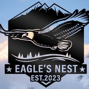 Customized Eagle's Nest Sign-bald Eagle Metal Wall Art Décor-mountain ...