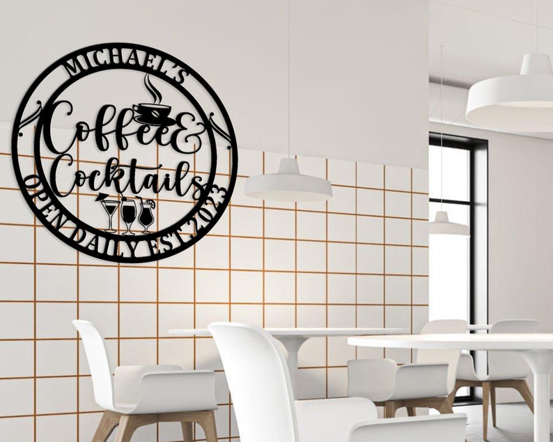 Personalized Coffee & Cocktails Metal Sign: Custom Home Bar Decor - Etsy