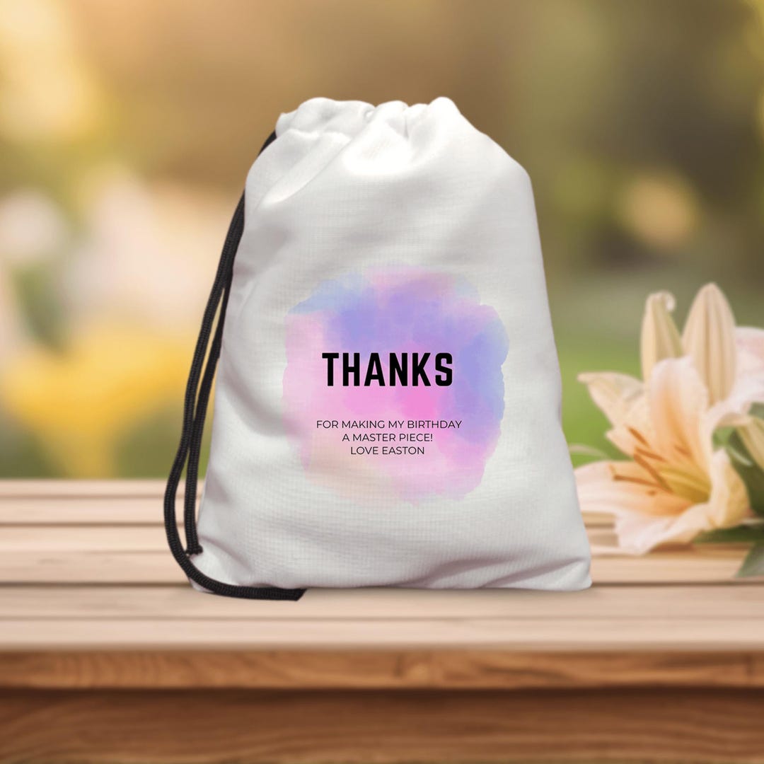 Personalized Birthday Thank You Favor Bag, Watercolor “masterpiece ...