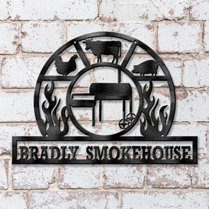 Personalized BBQ Smokehouse Metal Sign, Barbecue Metal Sign, Patio ...