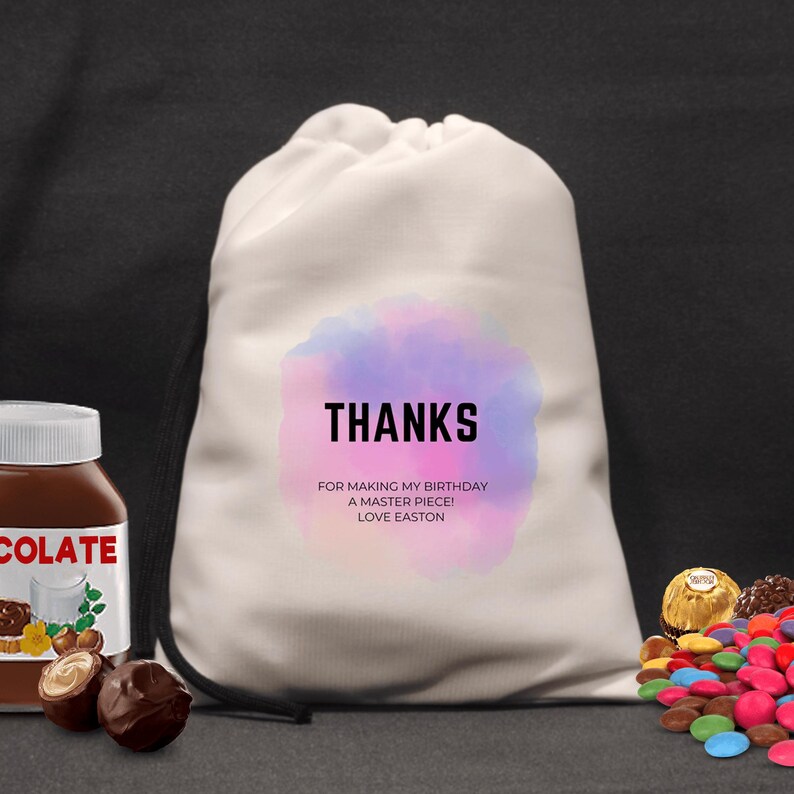 Personalized Birthday Thank You Favor Bag, Watercolor “masterpiece ...
