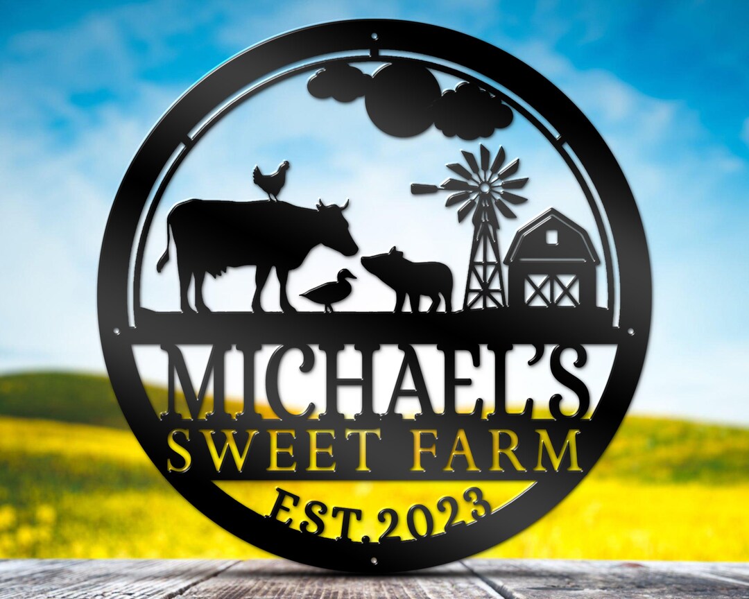 Personalized Farm Scene Metal Sign: Cows, Chickens, Farm Life - Etsy