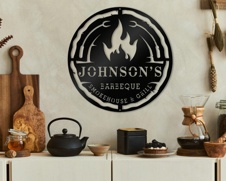 Customized BBQ Smokehouse Metal Sign-modern Barbecue Metal - Etsy