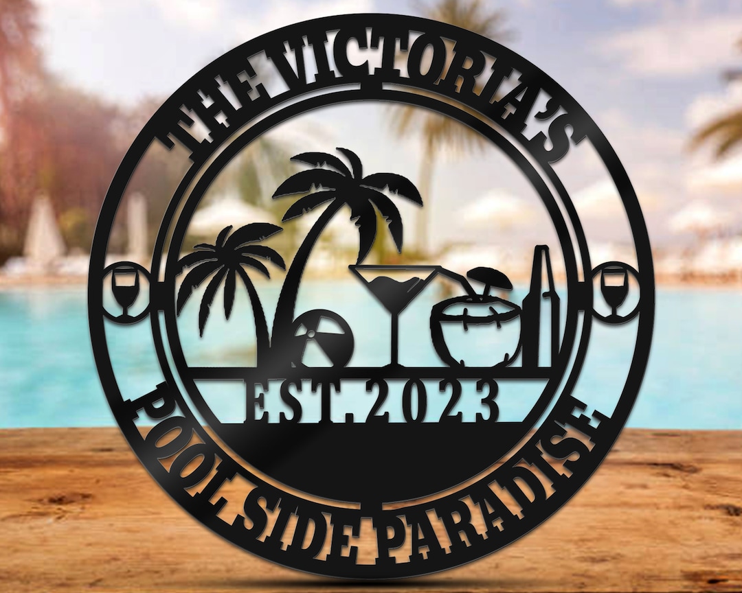 Custom Beach Theme Sign-poolside Paradise-tropical Walldecor-drink Sign ...