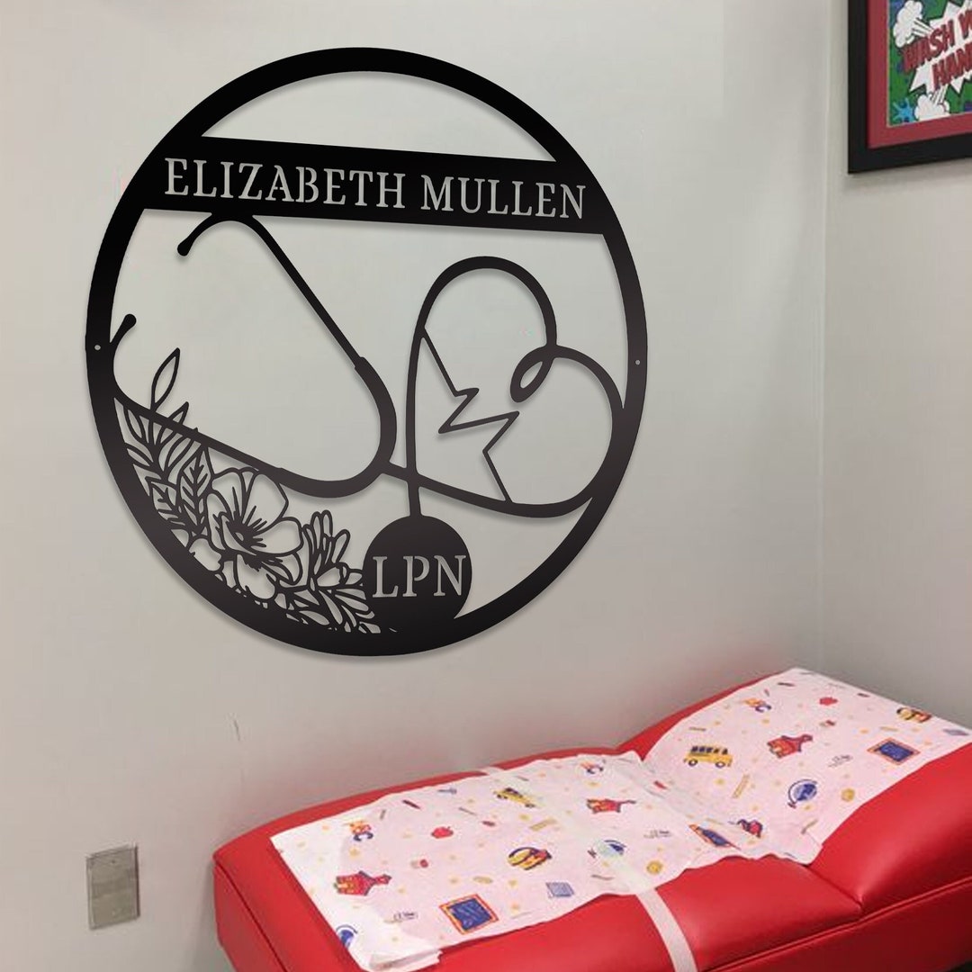 Personalised Nurse Metal Sign Decoration - Sthescope Metal Decor With ...