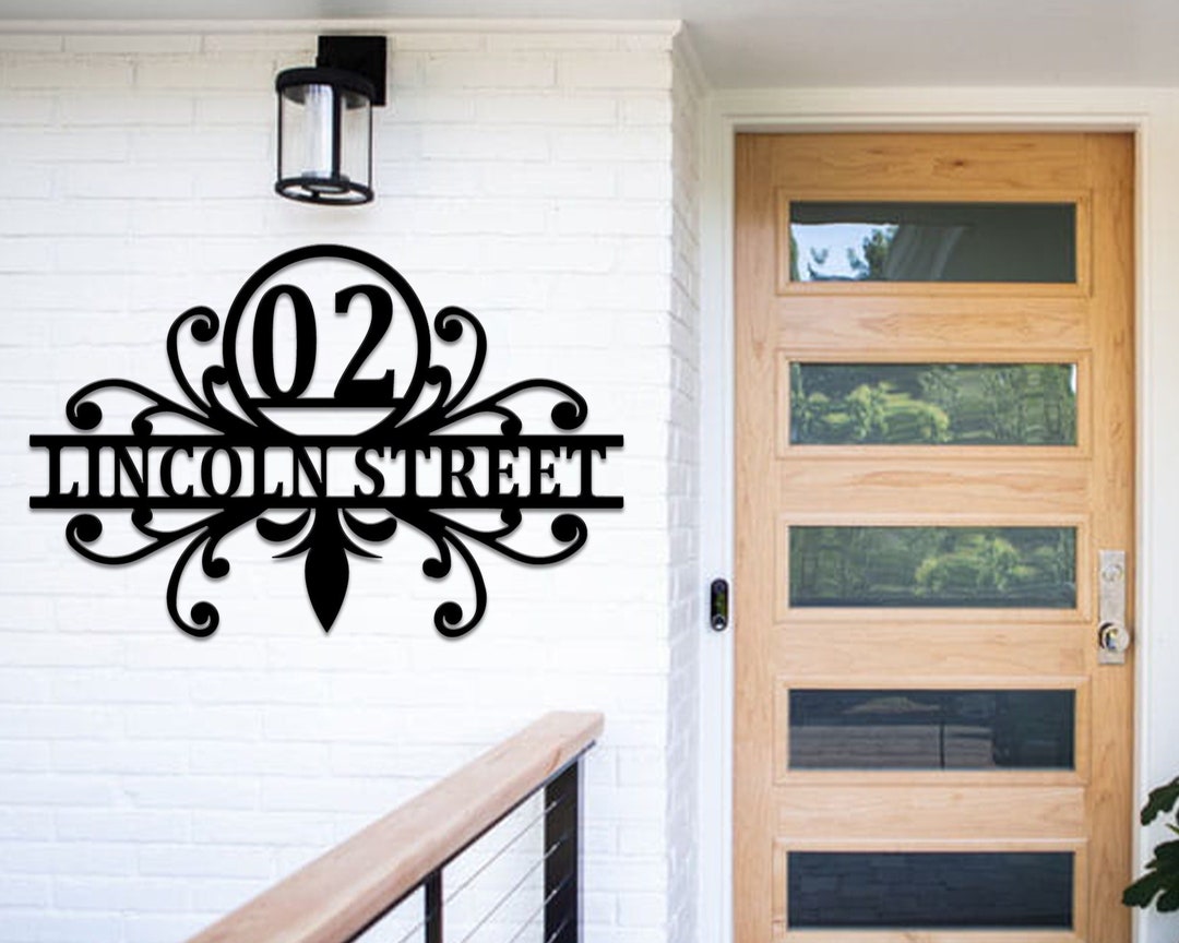 Personalized Front Door Address Sign Metal Floral Number Sign Home ...