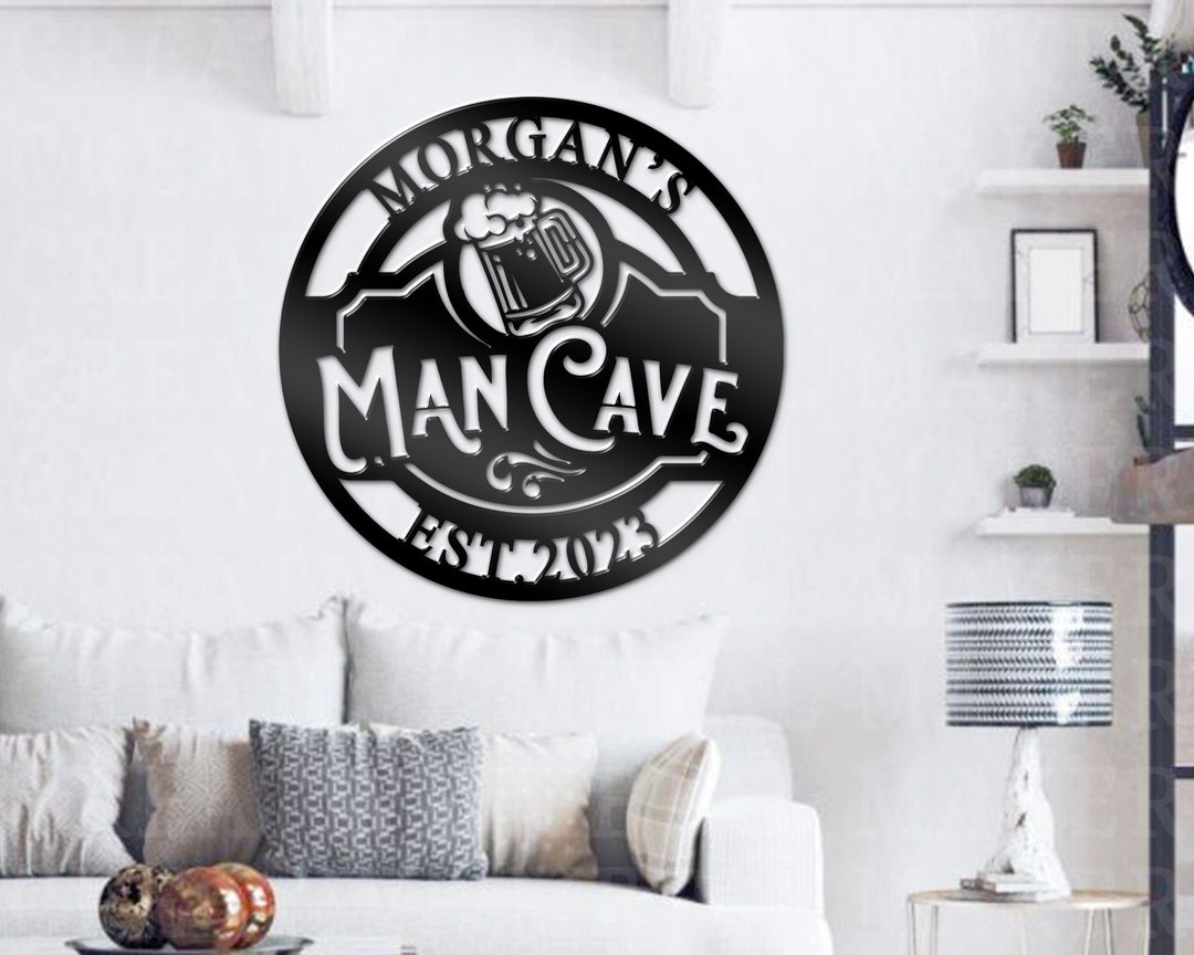 Personalized Man Cave Metal Sign: Beer Mug Monogram Bar Decor - Etsy