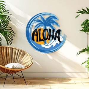 Aloha Metal Wall Decor, Aloha Hawaiian Coastal Theme Decor, Beach House ...