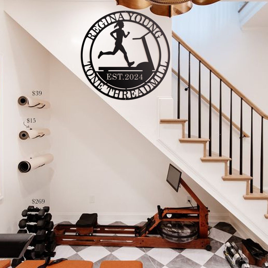 Personalised Treadmill Workout Sign - Fitness Running Metal Decor ...