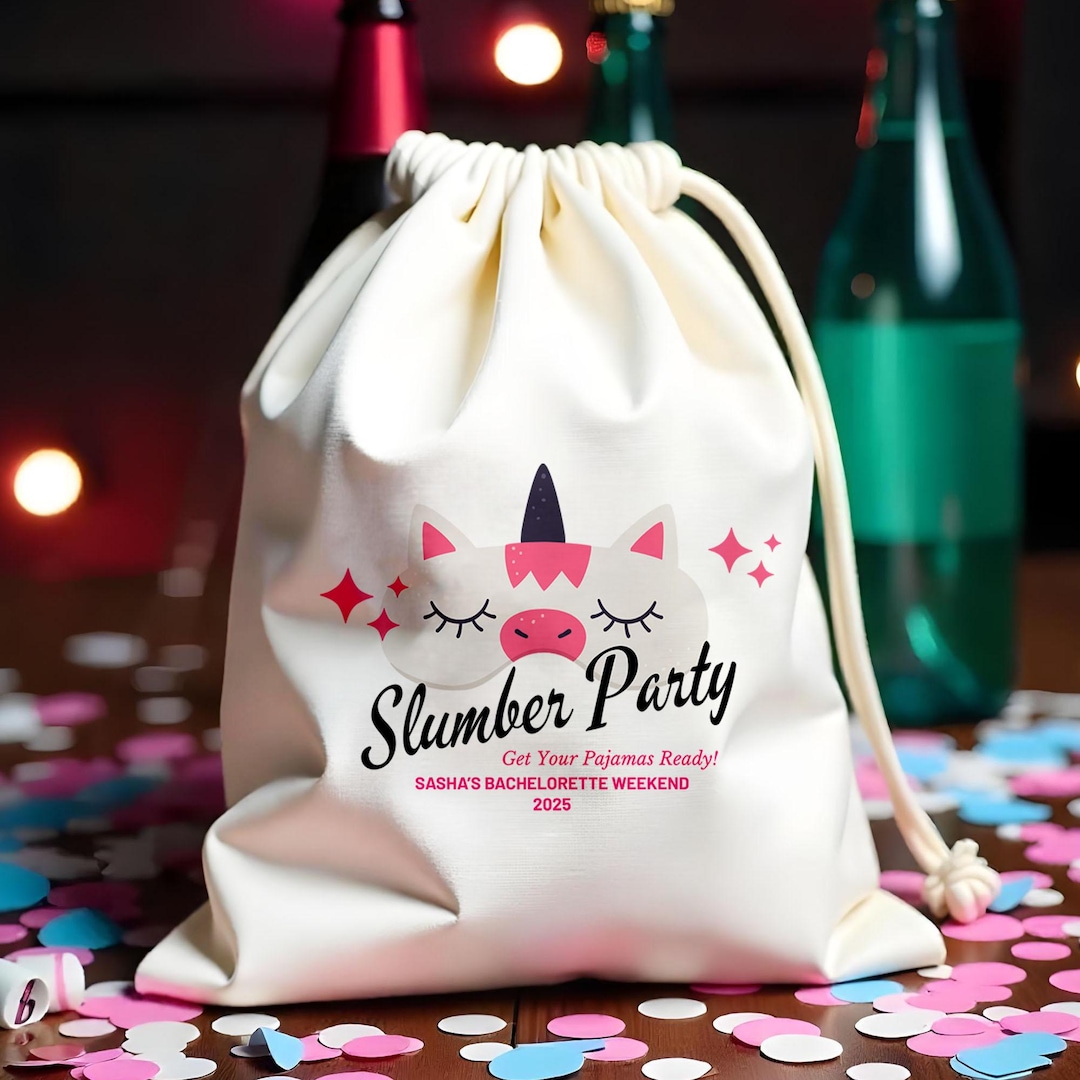 Girls Slumber Party Favor Bags - Wedding Slumber Treat Bags - Custom ...
