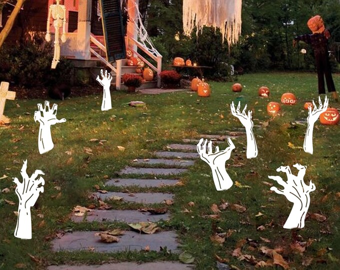 Zombie Hands Metal Garden Stakes Outdoor Stakes Halloween Spooky ...