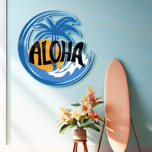 Aloha Metal Wall Decor, Aloha Hawaiian Coastal Theme Decor, Beach House ...