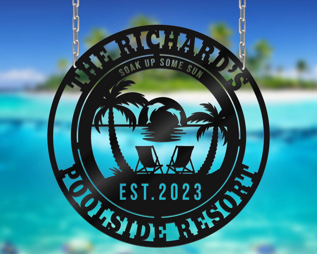 Custom Family Name Sign-nautical Decor-dolphin Palm Tree Metal Sign ...