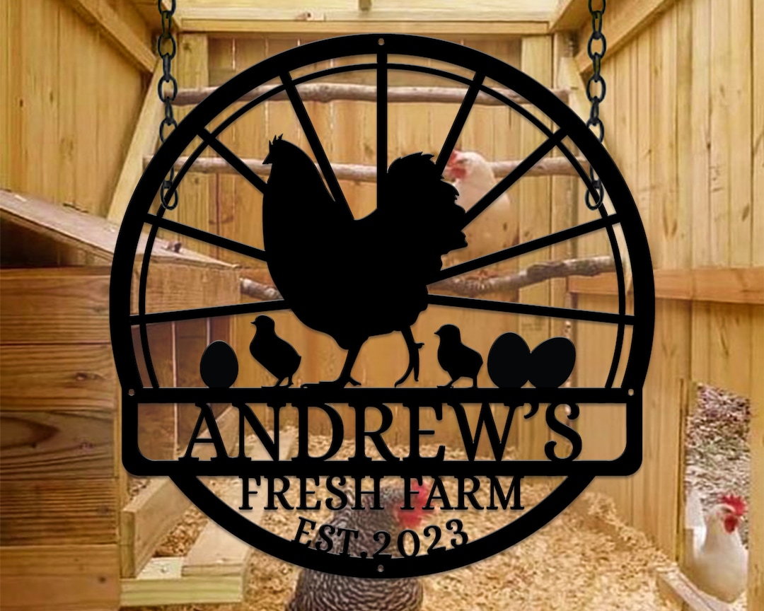 Custom Chicken Fresh Farm Metal Sign, Rustic Chicken Coop Sign, Little ...