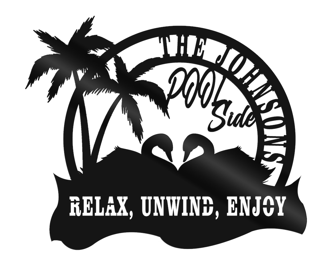 Personalized Poolside Sign-palm Trees Metal Monogram-relax Unwind Décor ...