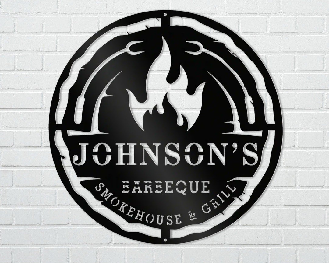Customized BBQ Smokehouse Metal Sign-modern Barbecue Metal Art-unique ...