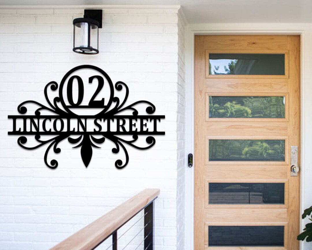 Personalized Front Door Address Sign Metal Floral Number - Etsy