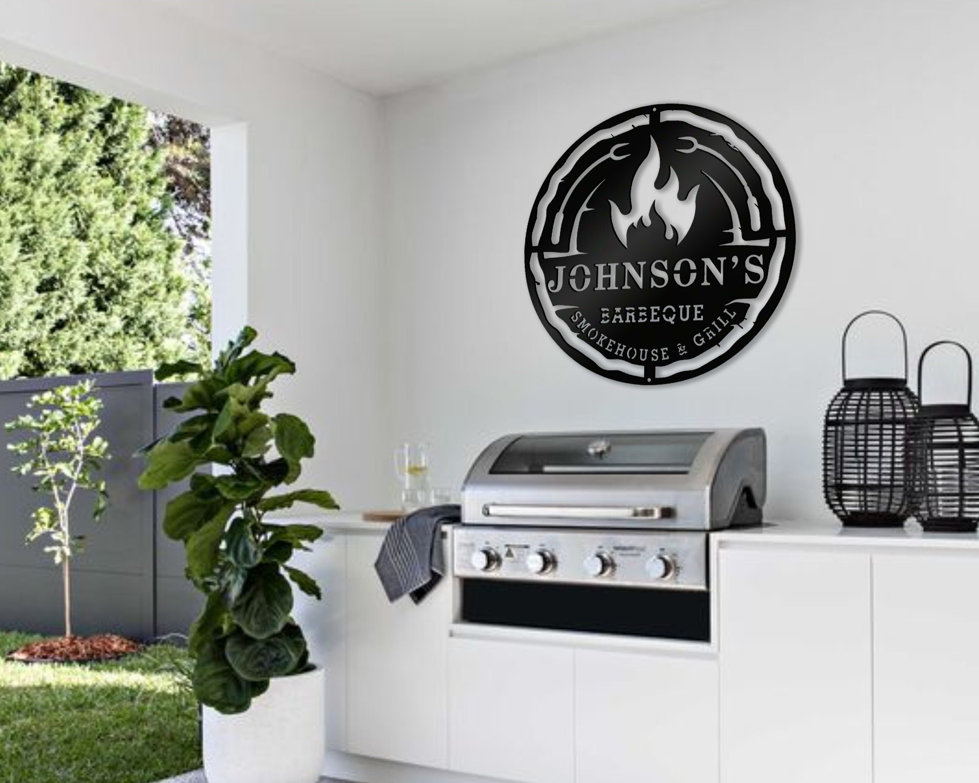 Customized BBQ Smokehouse Metal Sign-modern Barbecue Metal - Etsy