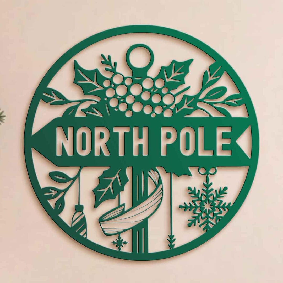 Metal North Pole Sign - Christmas Decoration - North Pole Express ...