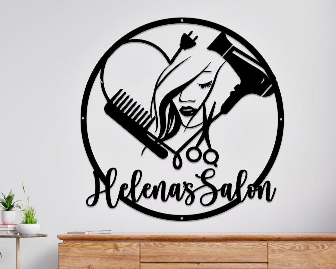 Custom Beauty Salon Metal Sign-hair Stylist Name Logo Sign-business ...