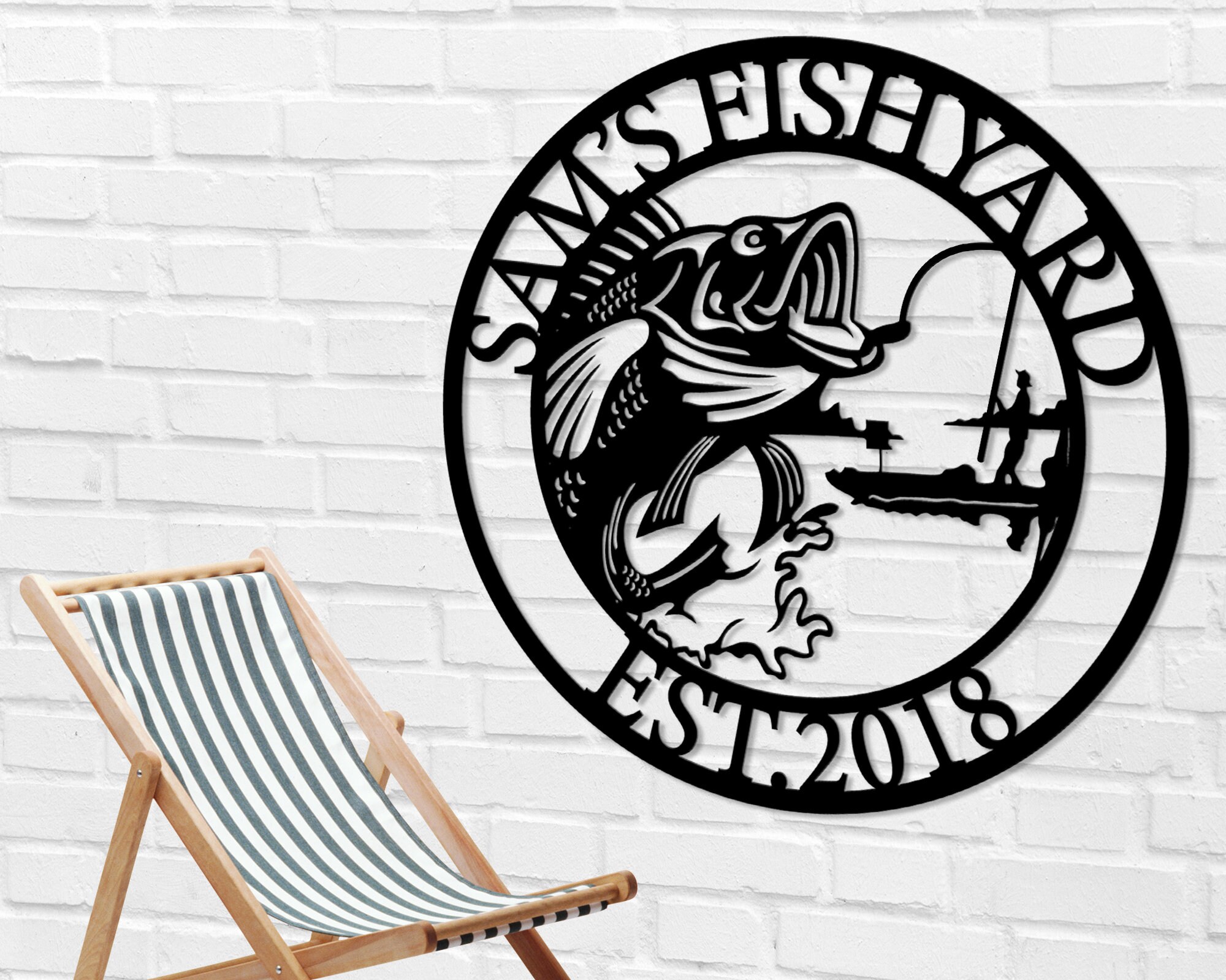 Fish Metal Name Sign-bass Fishing Metal Monogram-fishing Gifts - Etsy