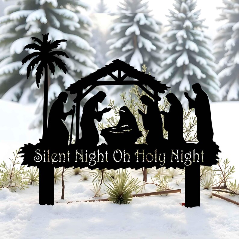 Oh Holy Night Nativity Manger Stake - Christmas Yard Art - Christ is ...