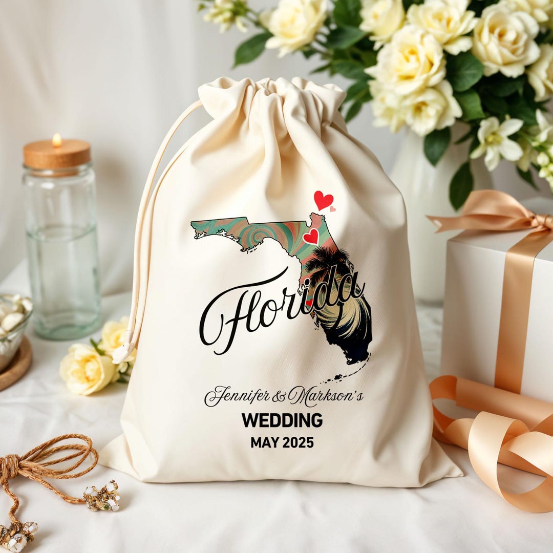 Florida Map Custom Favor Bags - Vacation Wedding Welcome Bags ...