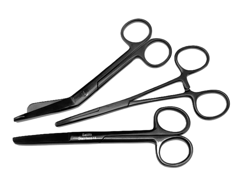 Nurse Scissors Set - Black Edition - 3 Piece - Kocher + Bandage ...
