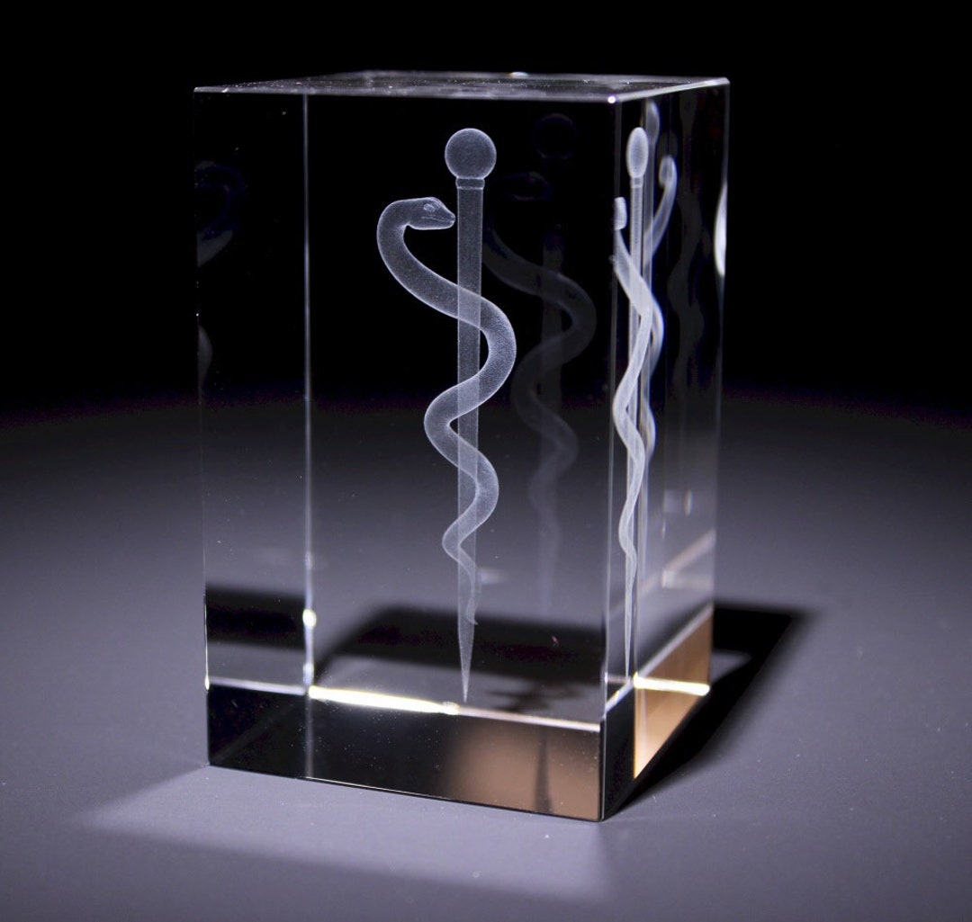 Aesculapian 3D Glass Block Doctor Gift / Medicine Student Gift ...