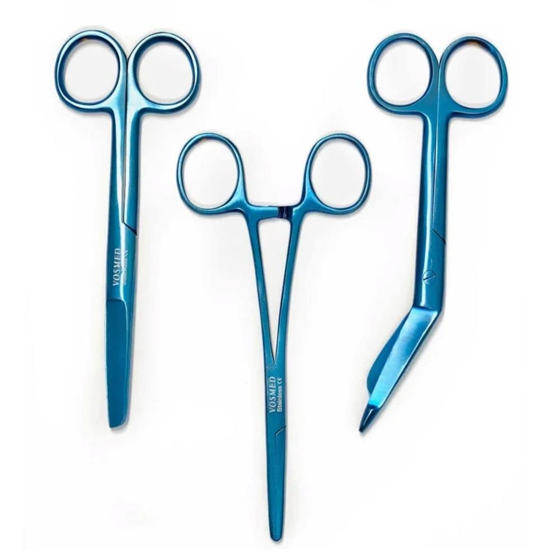 Nurse Scissors Set - Blue Metallic - 3 Piece - Kocher + Bandage ...