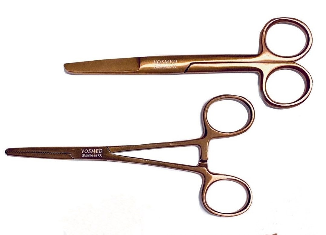 Nursing Scissors and Kocher Set - Bronze Finish - Kocher Clamp ...