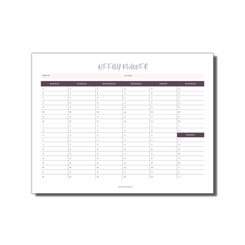 Weekly Planner Printable Instant Download Week to View - Etsy