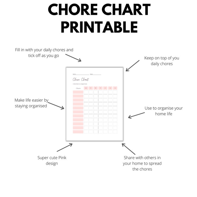 Chore Chart Printable, Instant Download, Cleaning Schedule, Daily ...