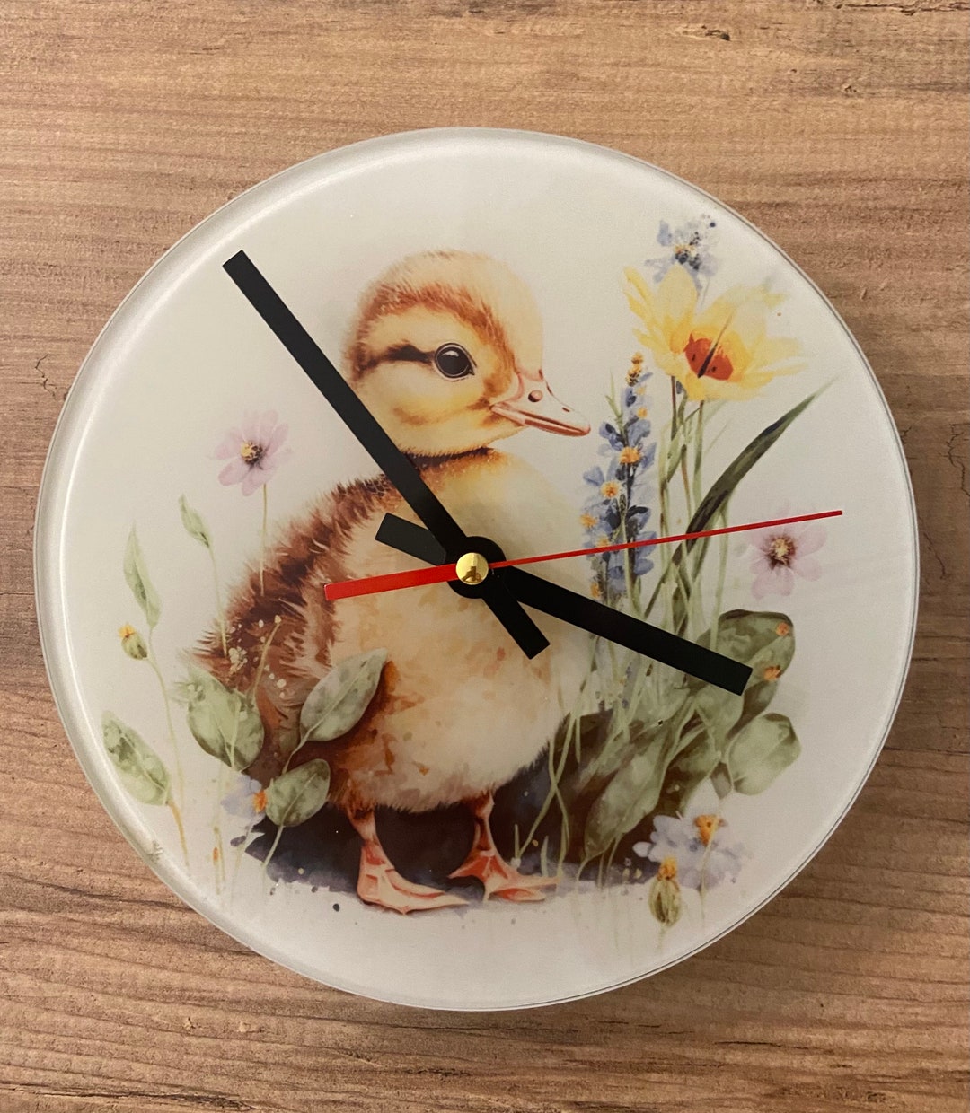 Duck Glass Wall Clock, Duckling Wall Clock 20cm, Gift Ideas, Easter ...