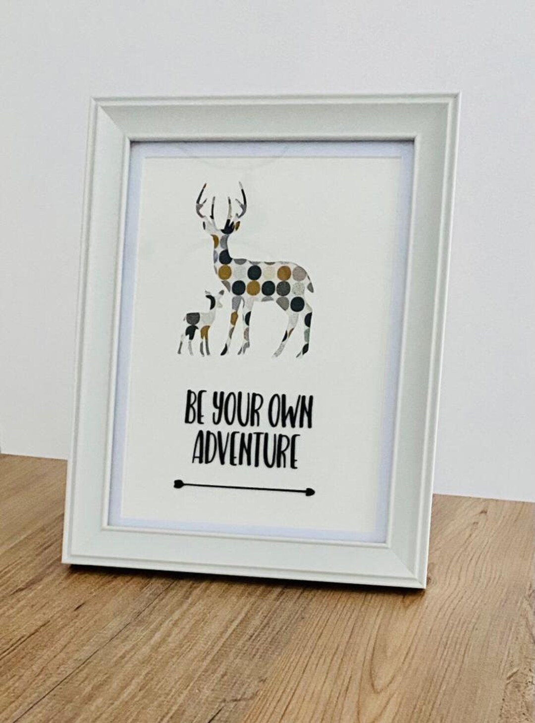 Mother and Baby Deer in Ivory Coloured Frame. - Etsy