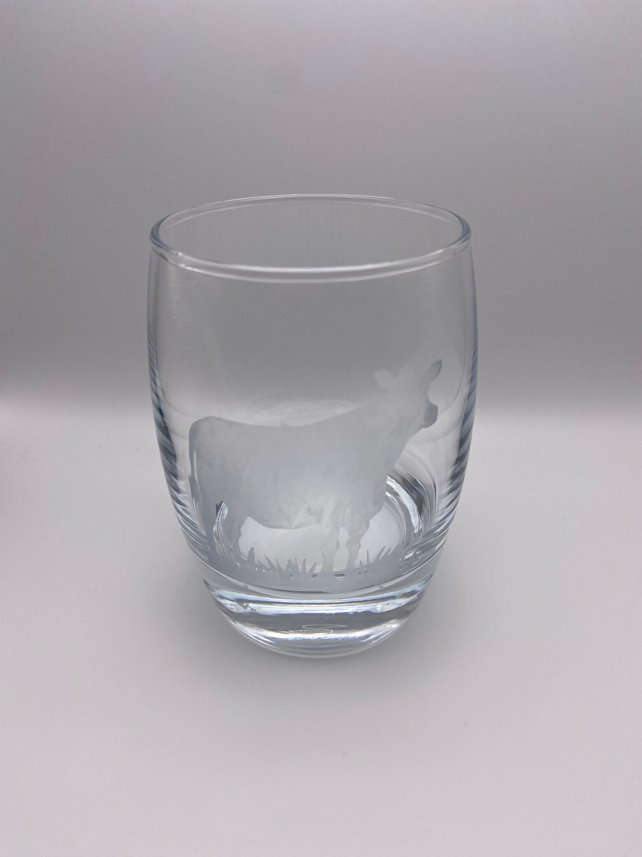 Cow Etched Glass Mixer, Hand Etched Glass, Etched Gifts, Drinkware, Cow ...