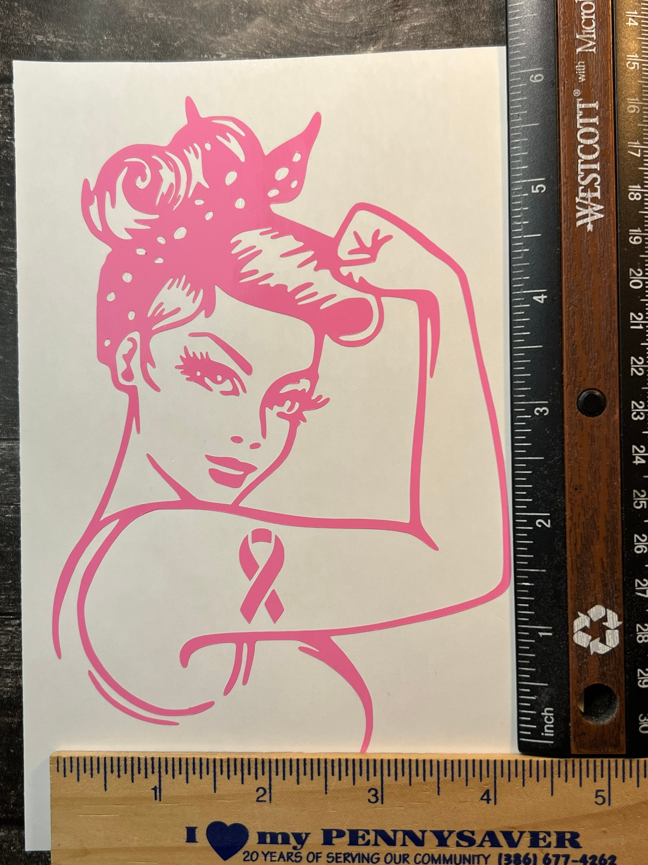 Rosie the Riveter Breast Cancer Awareness Pink Vinyl Car Decal New - Etsy
