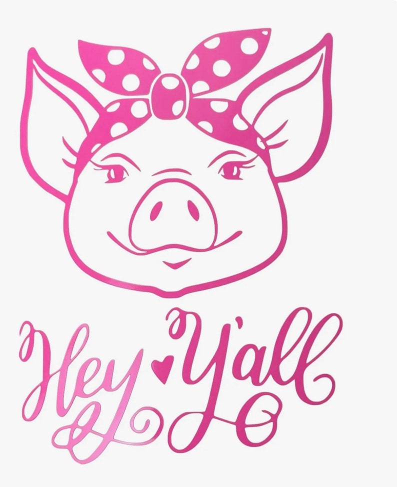Hey YALL Pig Pink Vinyl Car Decal Bumper Sticker - Etsy