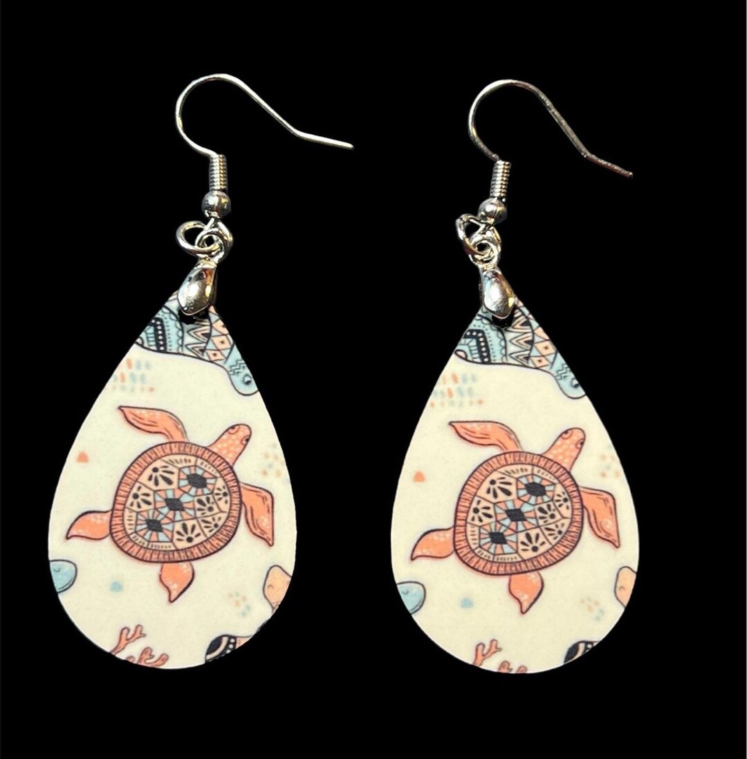 Sea Turtle Teardrop Dangle Earrings New - Etsy