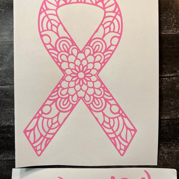 Pink Ribbon Decal Etsy