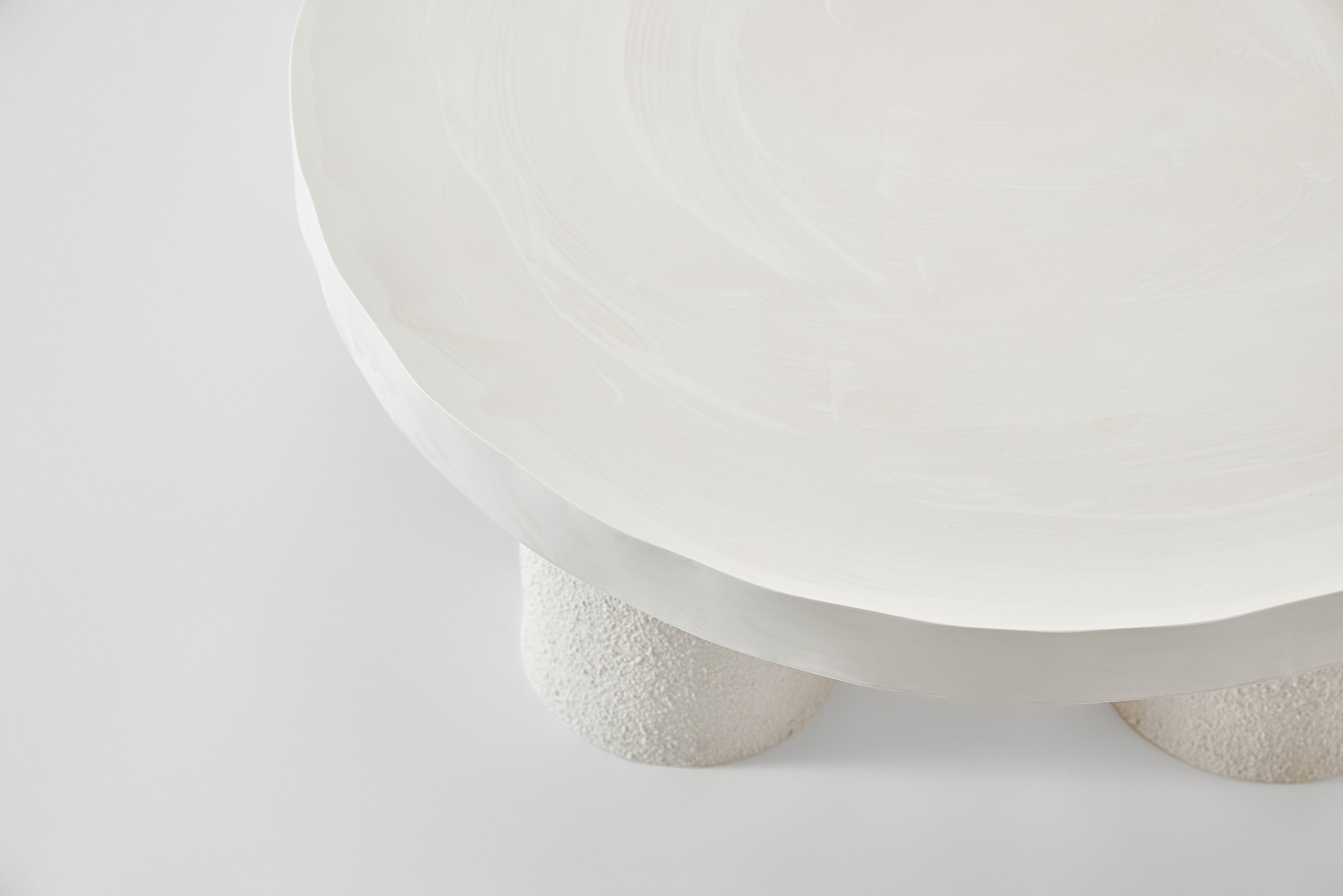 Off-white Handmade Round Coffee Table on Three Legs Wavy - Etsy