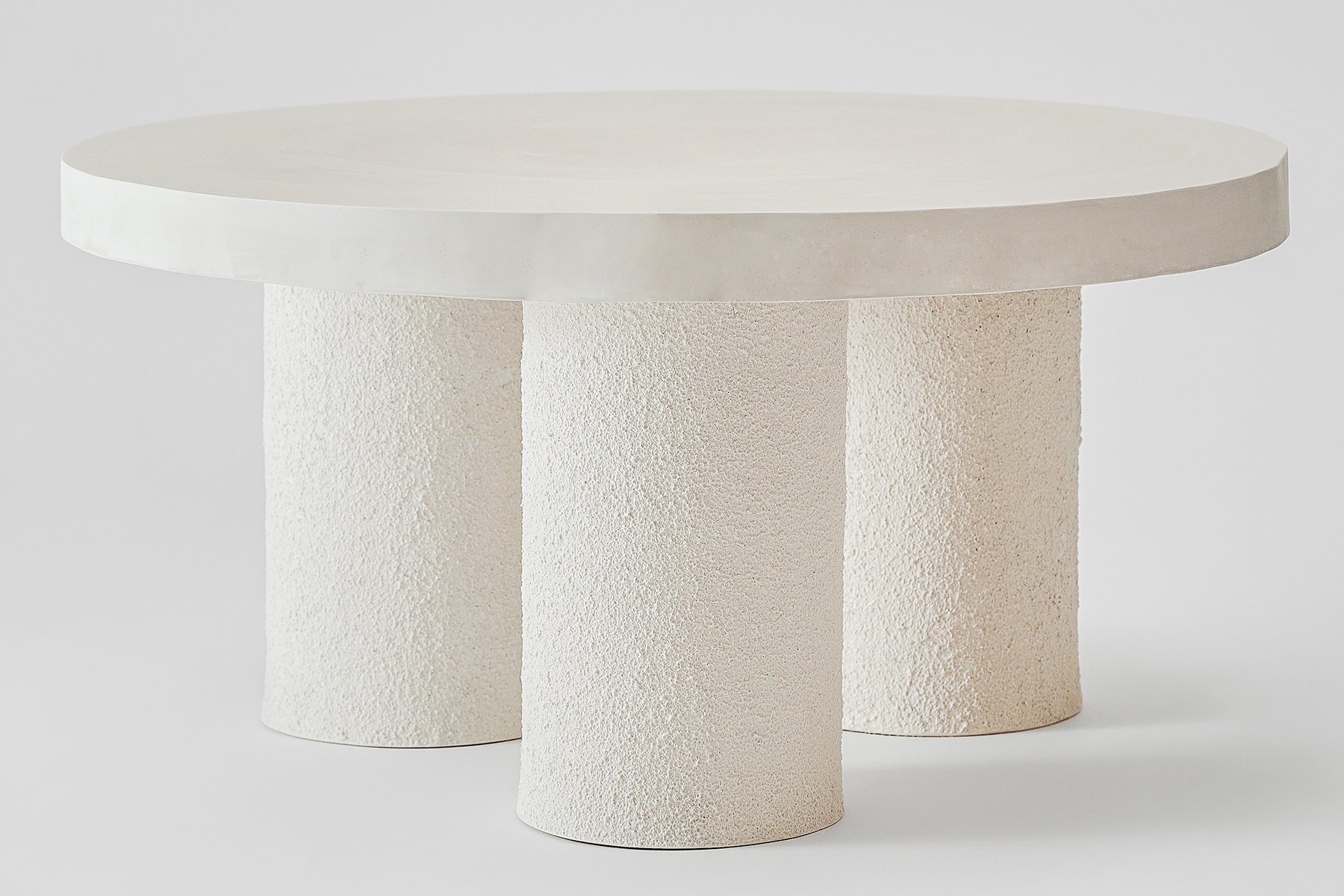 Off-white Handmade Round Coffee Table on Three Legs Wavy - Etsy