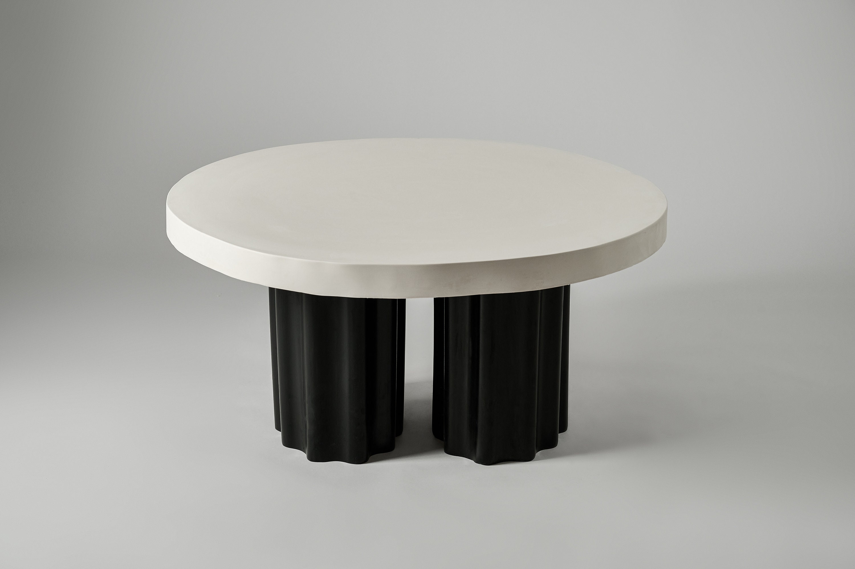 Off-white Round Coffee Table on Two Wavy Black Legs 80x40 Cm - Etsy