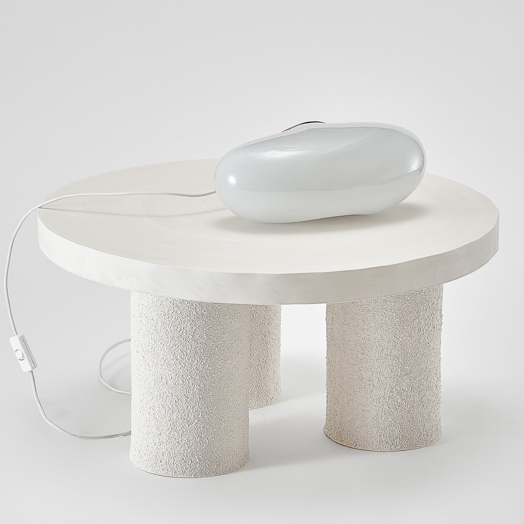 Off-white Handmade Round Coffee Table on Three Legs Wavy - Etsy