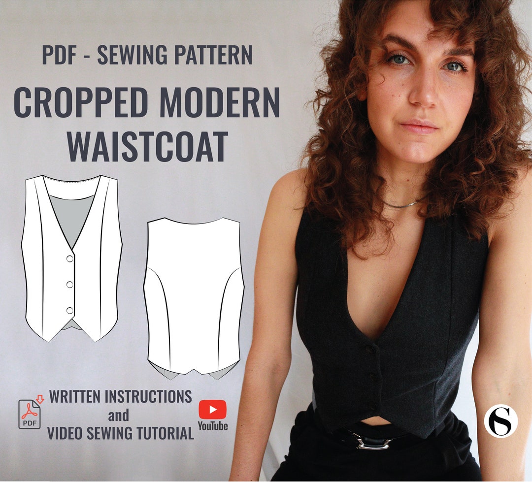 CROPPED MODERN WAISTCOAT Sewing Pattern / Sizes Xxs-xxl / Instant Pdf ...