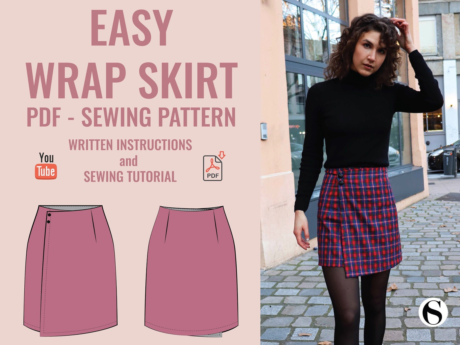 EASY WRAP SKIRT Sewing Pattern / Sizes Xxs-xxl / Instant Pdf Download ...