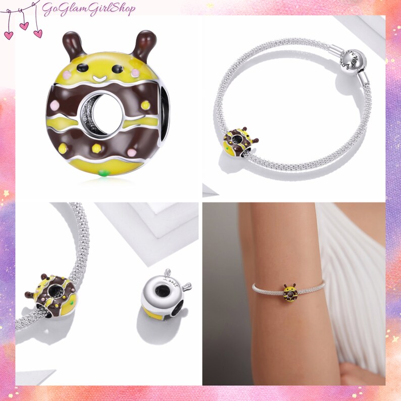 S925 Cute Animal Donuts Charms for Pandora Charm Bracelet: Cat, Owl ...